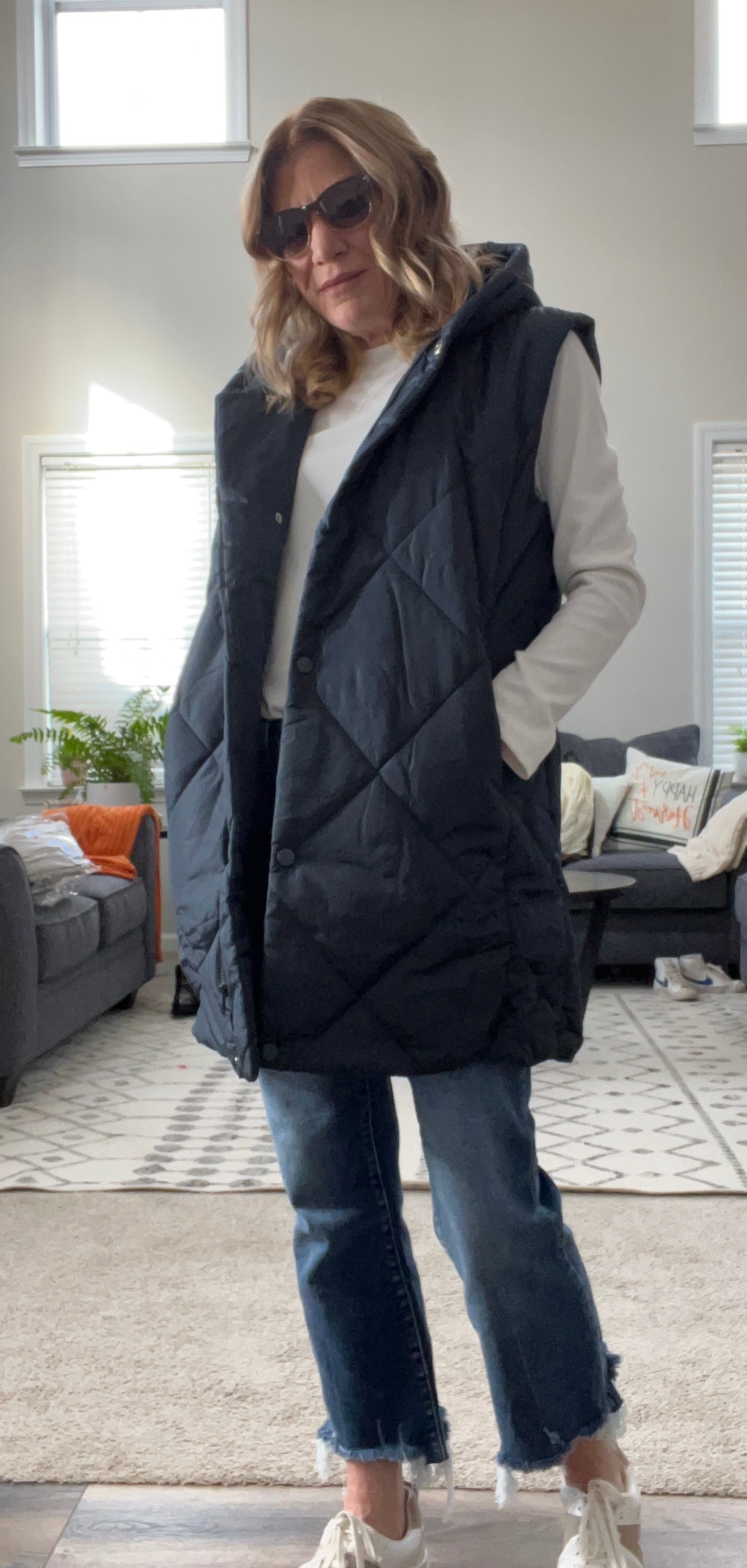 Oversized Puffer Vest in Navy