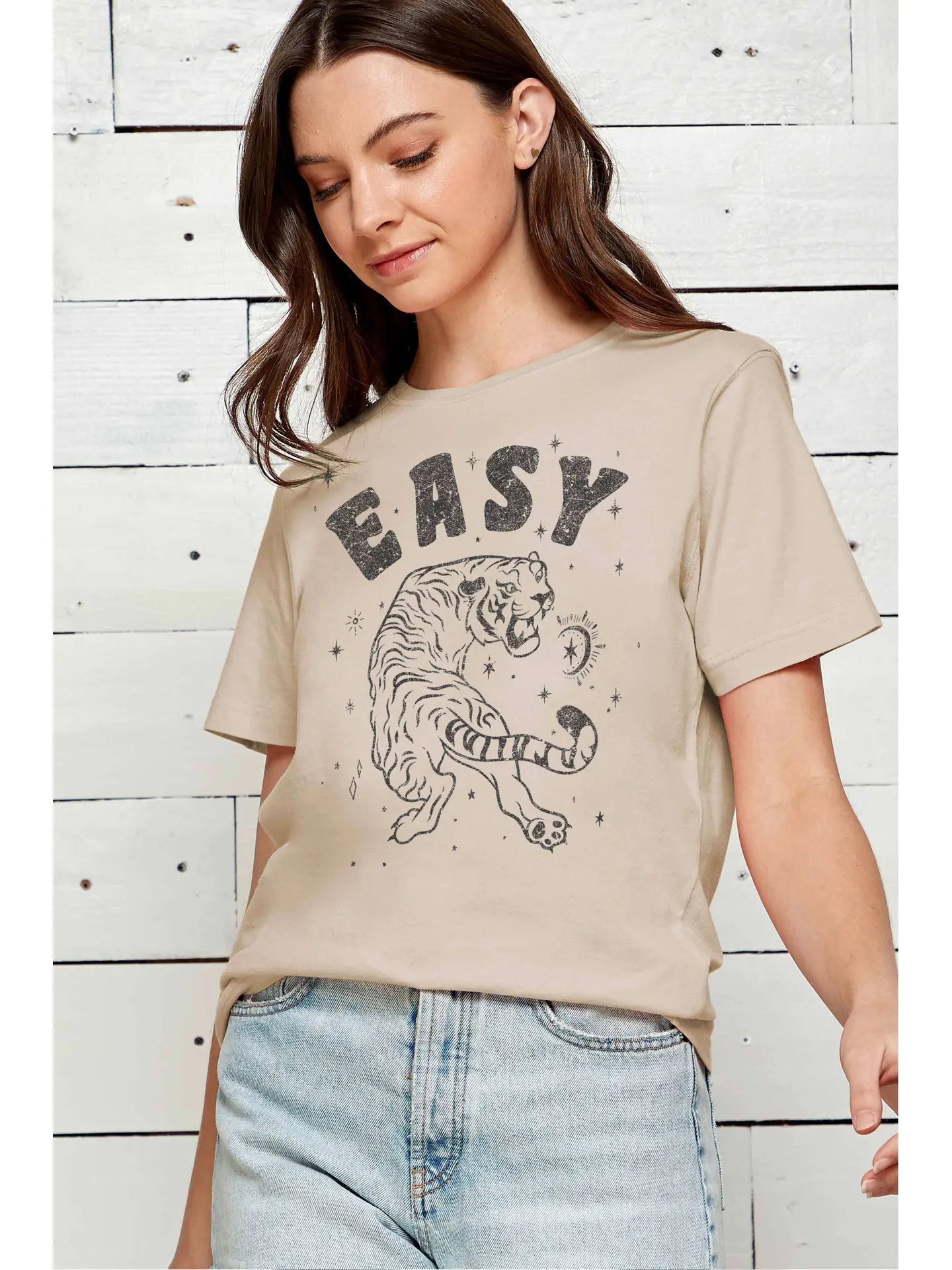 Easy Tiger Graphic Tee in Tan